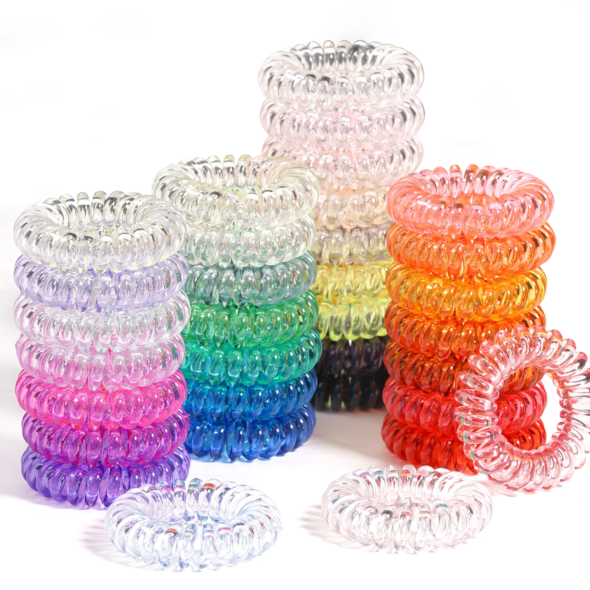 Hair Ties Colorful Elastic Plastic Hair Band Rubber Telephone Cord ...