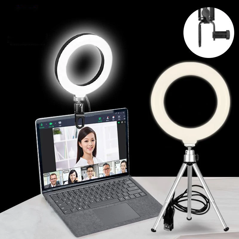 Computer-Ring-Light-Streaming-with-Desk-Mount-Stand-16cm-Desktop-LED ...