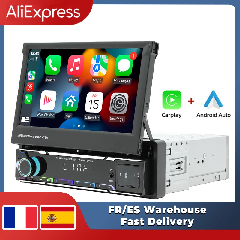 1-Din-7inch-Car-Radio-MP5-Player-Wireless-Carplay-Wired-Android-Auto ...