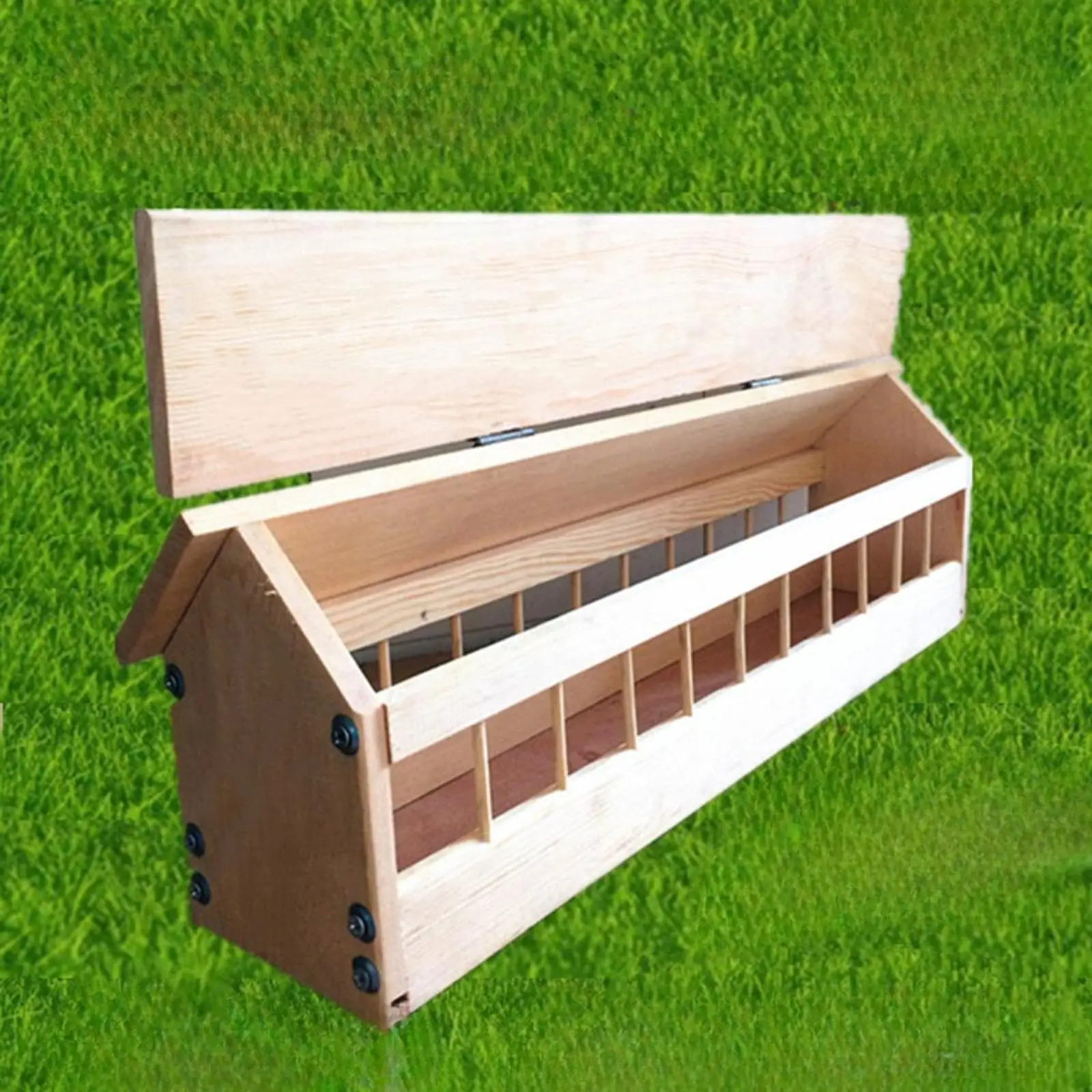 Pigeon Feeding Trough, Poultry Trough Dish Container Wooden Dispenser ...