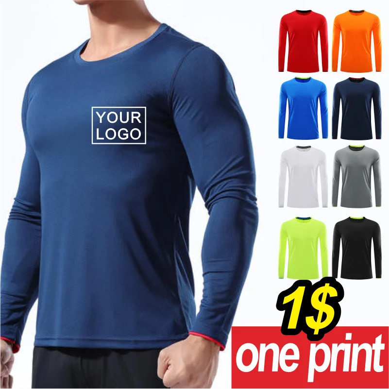 Men's Long-sleeved Running Wear Breathable Sports T-shirt Gym ...