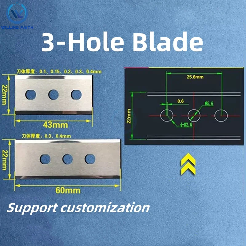 Carbon-Steel-HSS-3-Hole-blade-Film-Cutting-Blade-43x22x0-2mm-Foil-Woven ...