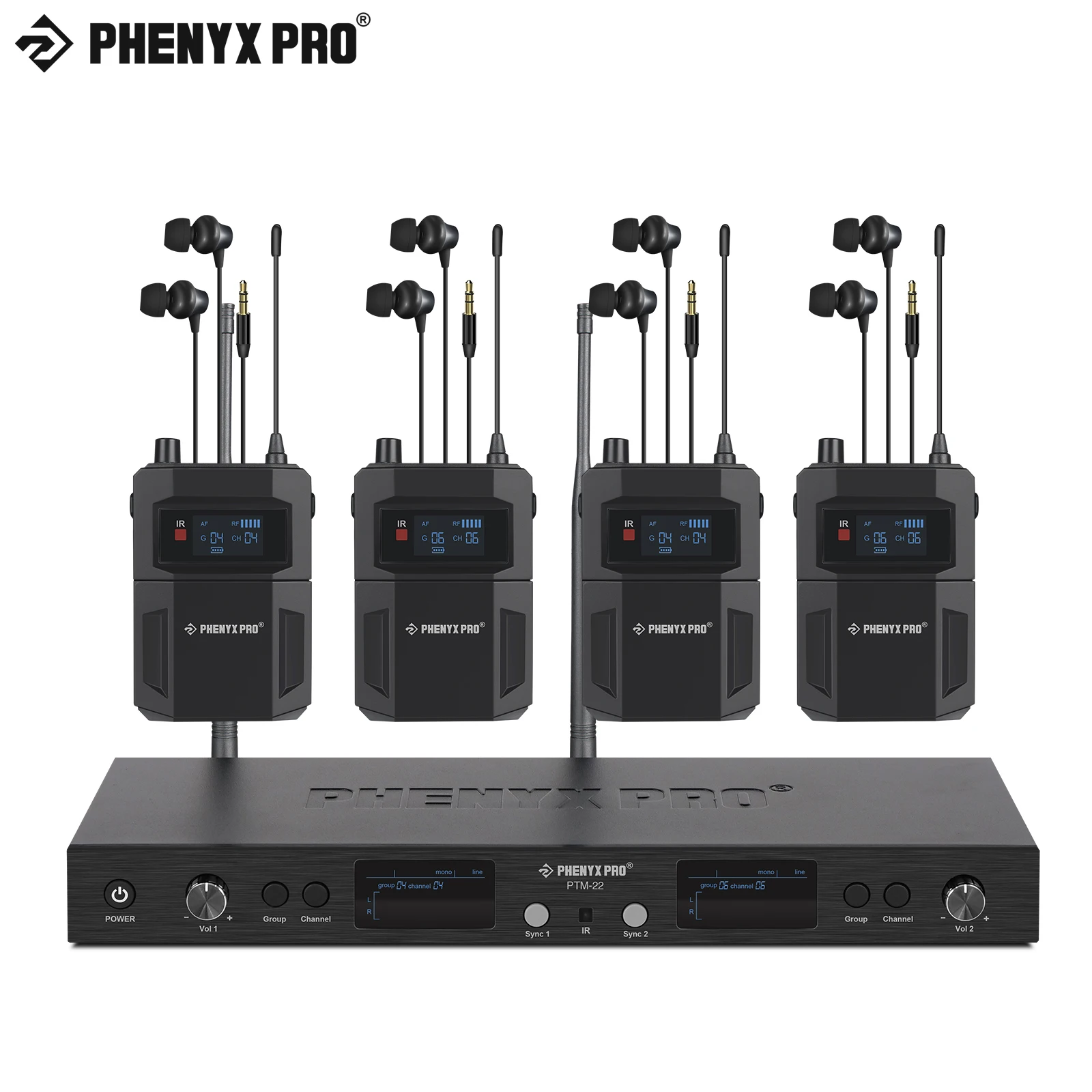 Phenyx Pro UHF Mono Dual Wireless in-Ear Monitor System Metal Wireless IEM System Sturdy ...