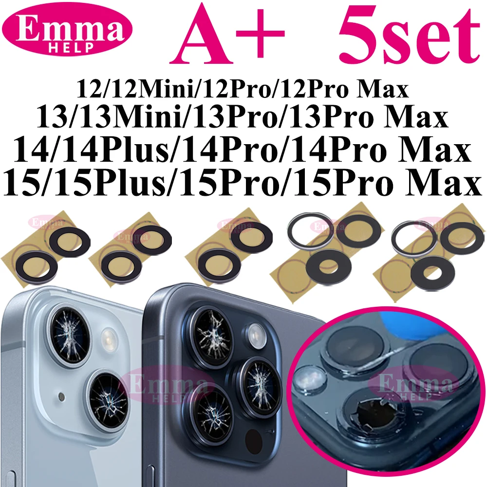 5set Back Camera Glass for iPhone 15 Plus 14Pro 13 12 11 ProMax XS 7 8 ...