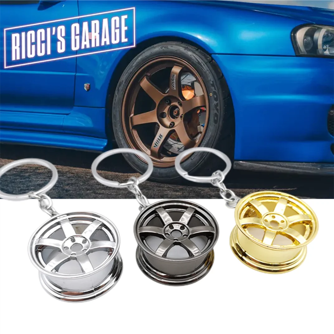 Car Wheel Rim Keychain Te37 Design Wheel Turbo Keychain Metal Keyring ...