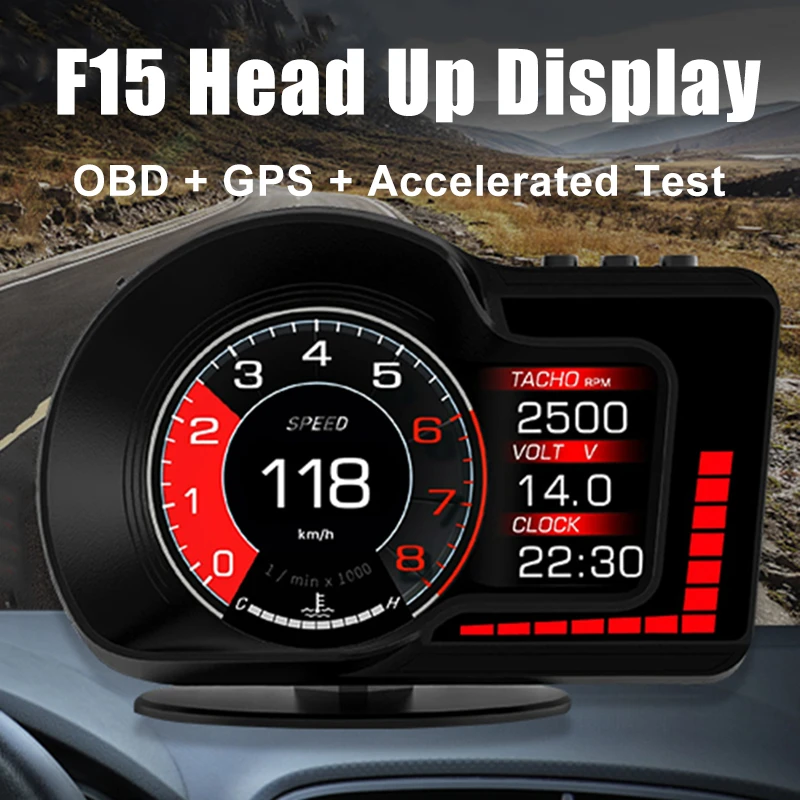 F15 Car Hud Obd Gps Head Up Display Speedometer Water&oil Temp Rpm Car ...