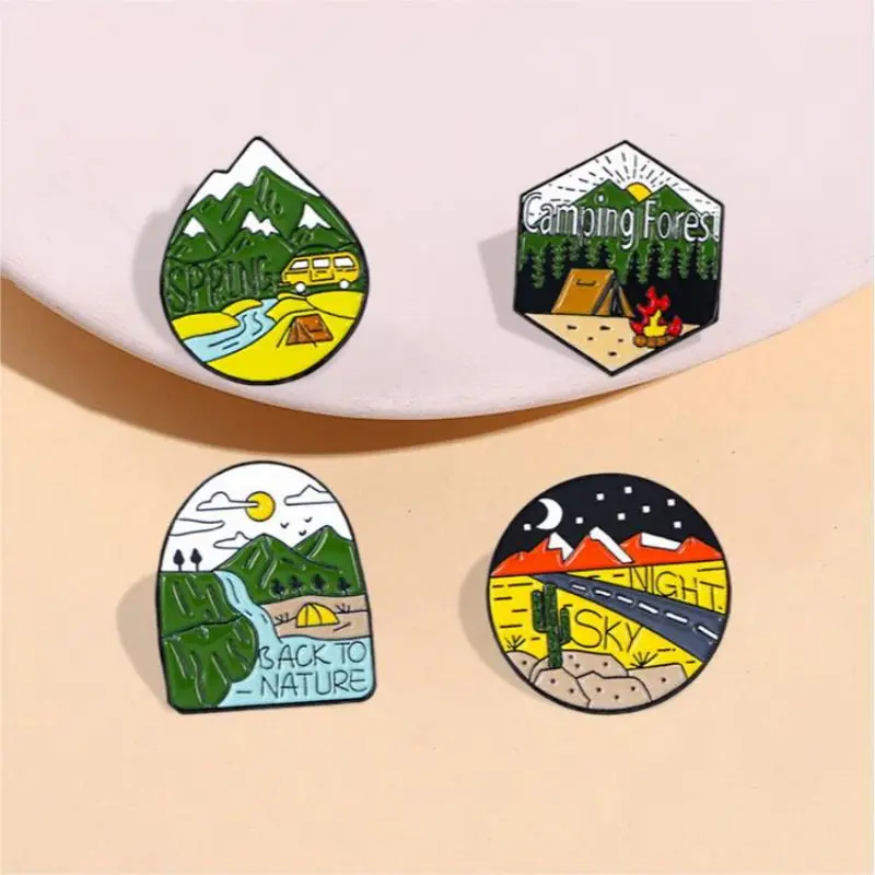 Camping-Travel-Alloy-Enamel-Brooch-Mountain-Back-To-Nature-Sky-Night ...