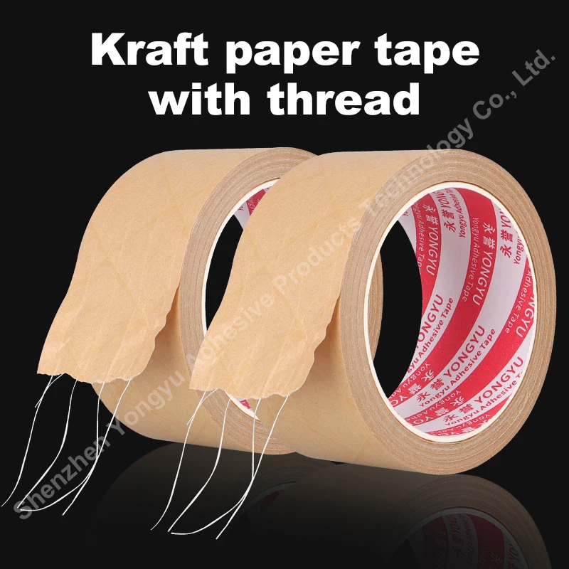 Super-Viscosity-Brown-Kraft-Paper-Tape-Self-Adhesive-Anti-tear-Fiber ...
