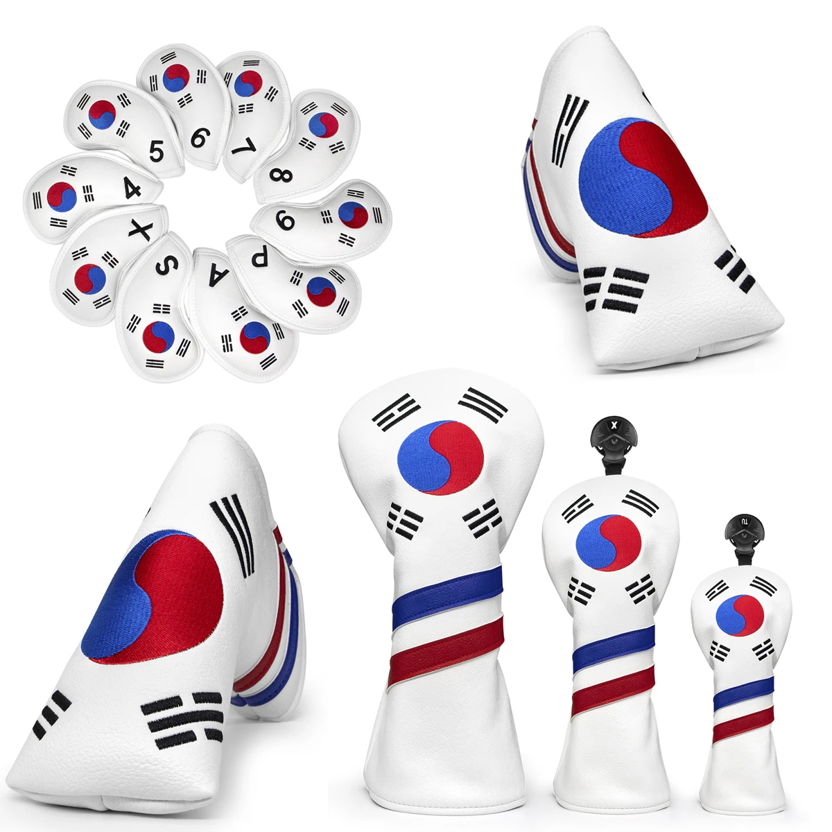 하이엔드 골프 우드 헤드커버 드라이버 페어웨이 하이브리드 135h 클럽 세트 골프 아이언 커버 골프 퍼터 커버 새로운