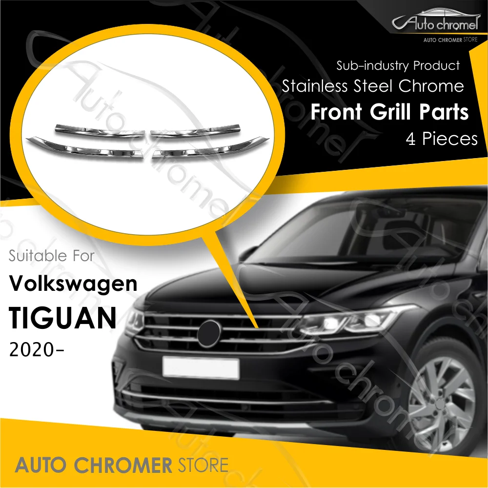 For-Vw-Tiguan-2020-Mk2-Front-Bumper-Grill-Chrome-Parts-4-Pieces-High ...