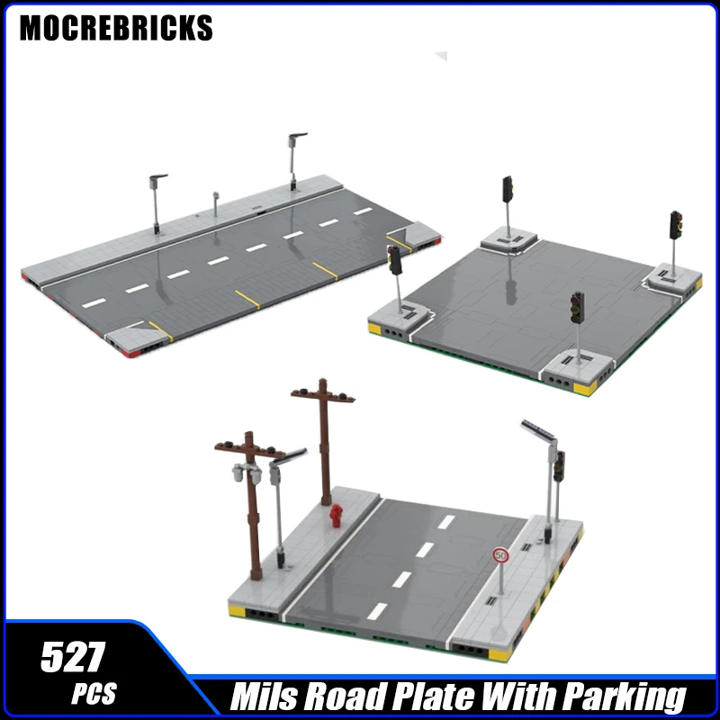 City-Street-View-Mils-Road-Plate-With-Parking-Spots-Intersection ...