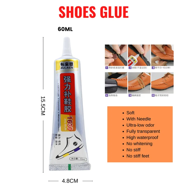 Bulaien 신발 및 신발 접착제, 방수 범용 강력한 가죽 접착제, 정밀 어플리케이터 팁 포함, 20ml, 60ml