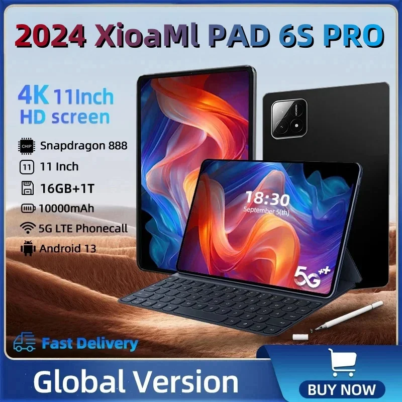 Global-Version-NEW-Original-Pad-6S-Pro-Tablet-11inch-HD-4K-Android-13 ...