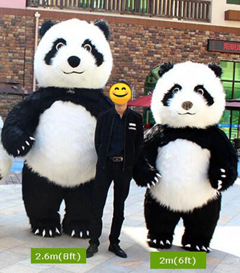 2.6m Giant Inflatable Fur Panda Mascot Costume Full Body Blow Up Fancy ...