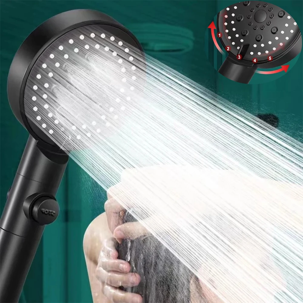 High-Pressure-Shower-Head-5-Mode-Adjustable-Shower-Multifunction-Large ...