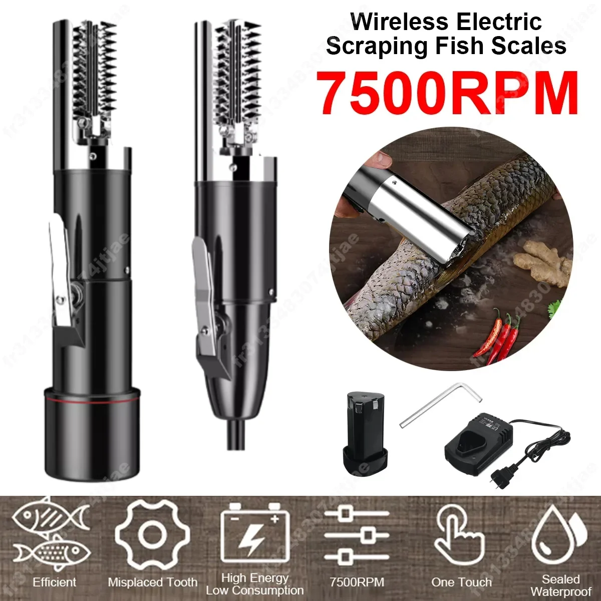 2024-New-125W7500RMP-Portable-Cordless-Electric-Fish-Scale-Machine-Fish ...