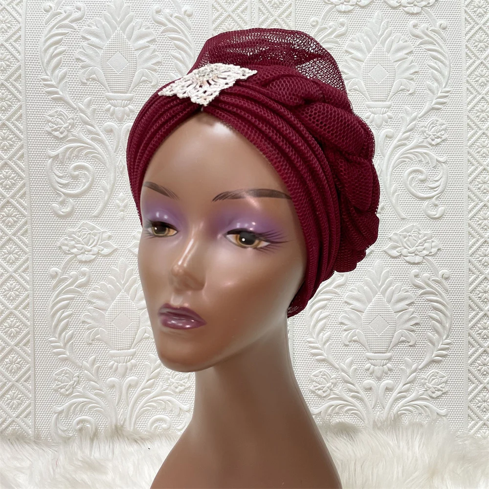 2022-African-Turbans-Gele-Cap-Aso-Oke-Muslim-Turban-for-Women-Hijab ...