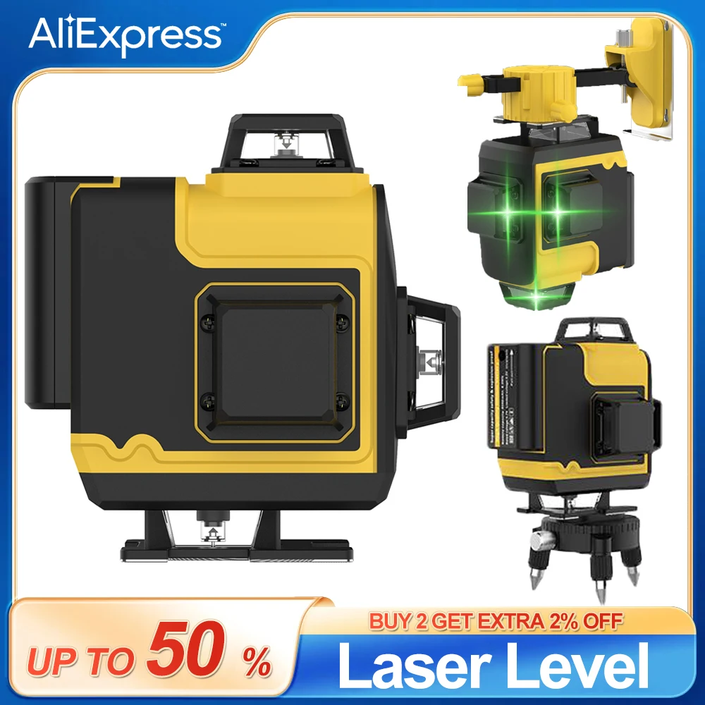 2400MAH 3D 12Lines Laser Level Green Line Self-Leveling 360° Horizontal ...