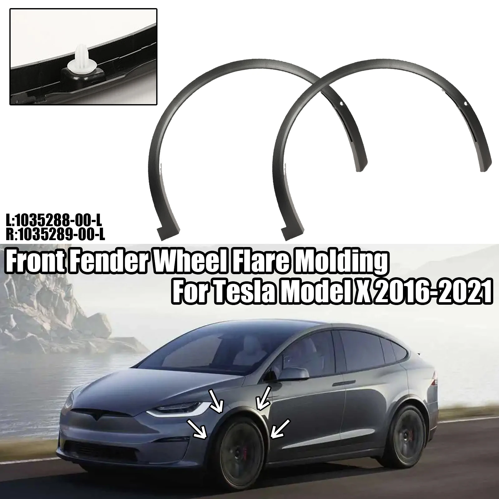 Car-Front-Fender-Arch-Eyebrow-2016-2021-Tesla-Model-X-Wheel-Flare-Arch ...