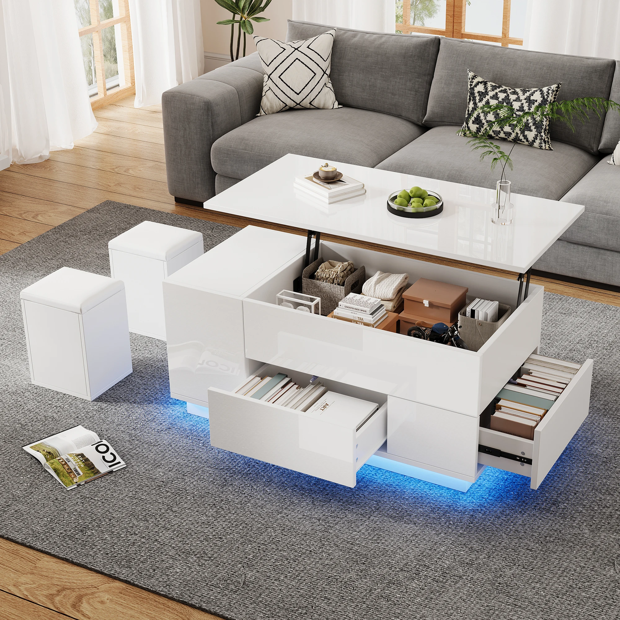 Couchtisch Mit Integrierten Hockern