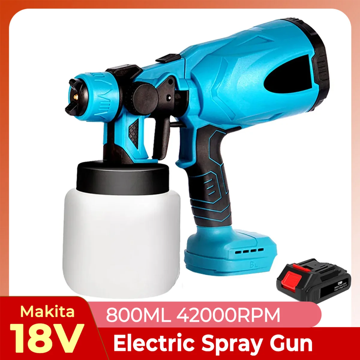 800ML 42000RPM Electric Cordless Spray Gun High Power Electric Paint ...
