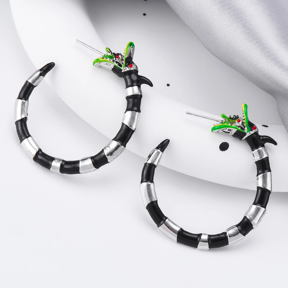 Halloween-Creative-Beetlejuice-Hoop-Earrings-for-Women-Beetle-Sandworm ...