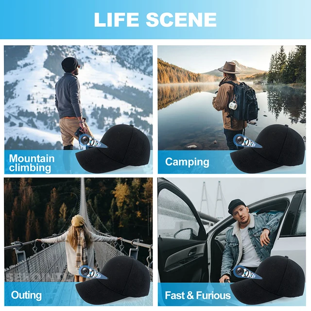 Mini WIFI Camera HD1080P Portable Hat Cam Wearable Recorder Photo Video ...