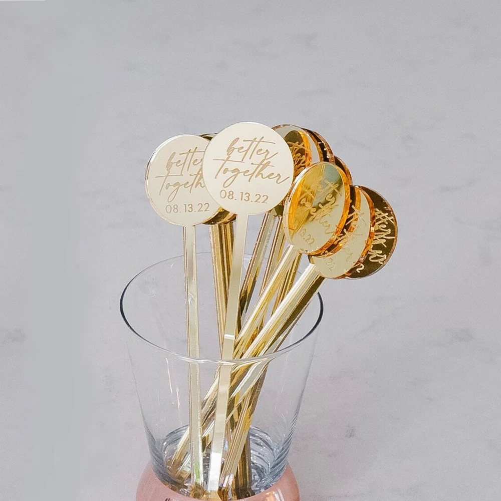 50pcs Personalised Round Drink Stirrers Wedding Decorations ...