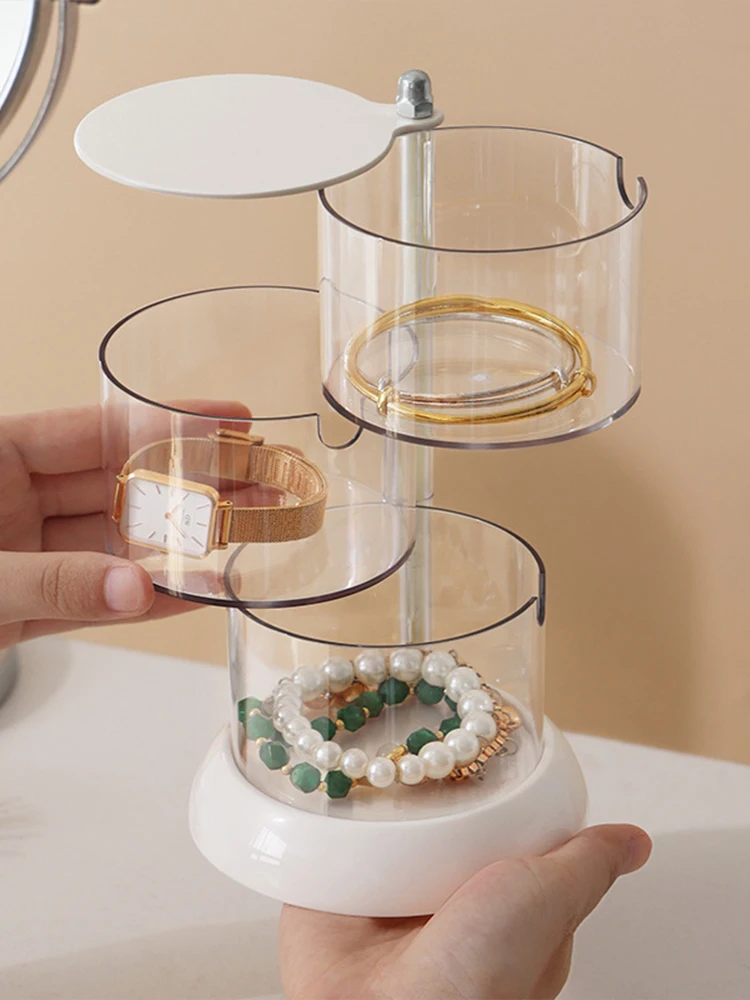 Transparent Rotating Multi-layer Storage Box Earrings Necklace Bracelet ...
