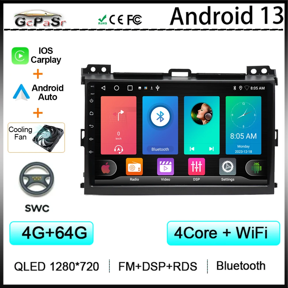 For-Toyota-LAND-CRUISER-Prado-120-2003-2009-Android-Auto-Multimedia-Car ...