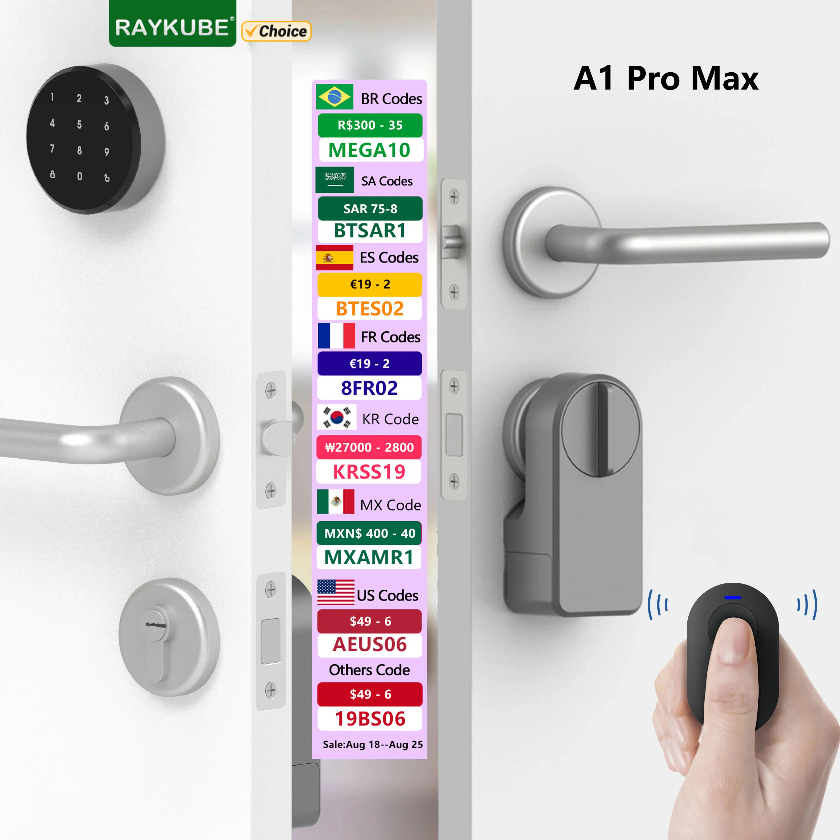 RAYKUBE-A1-Pro-Max-Tuya-BEL-Set-serratura-elettronica-intelligente-con ...