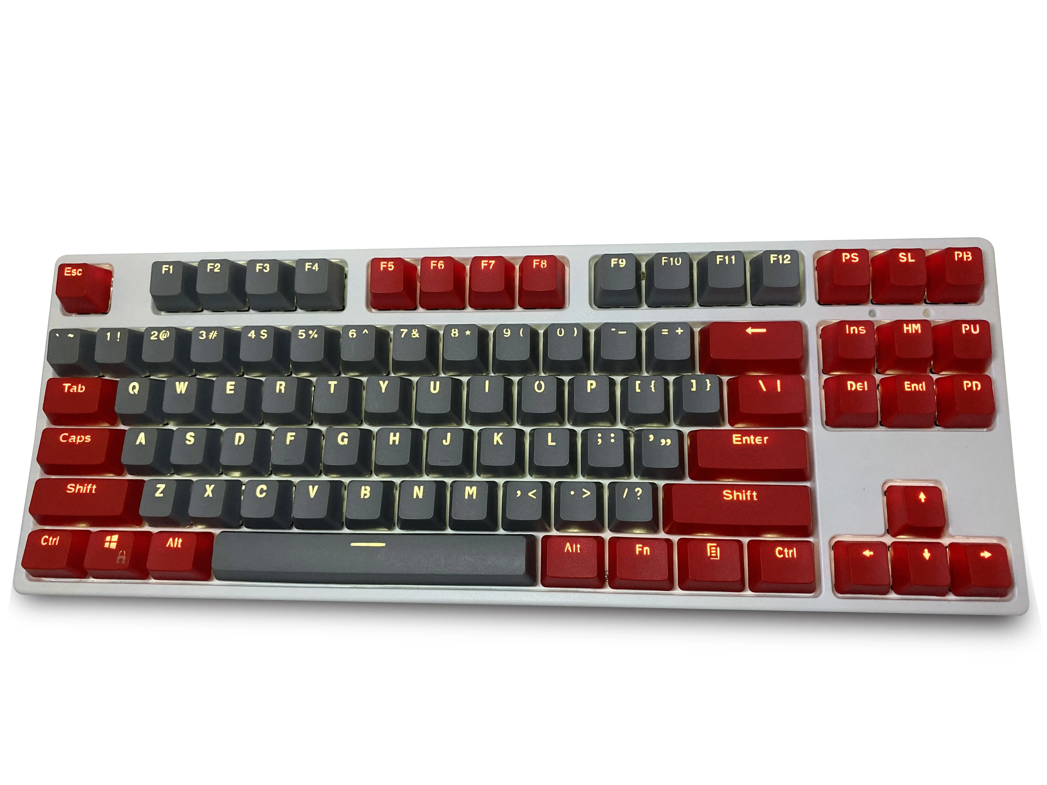 red-grey-87-Keycaps-PBT-Material-OEM-Height-Mechanical-Keyboard-Keycaps ...