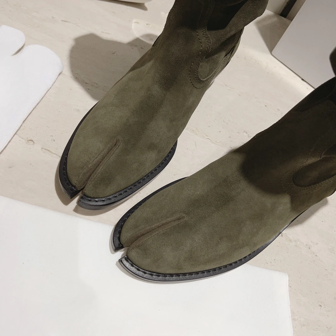 Tabi-Botas-de-media-ca-a-con-punta-dividida-para-mujer-zapatos-de-tac-n ...