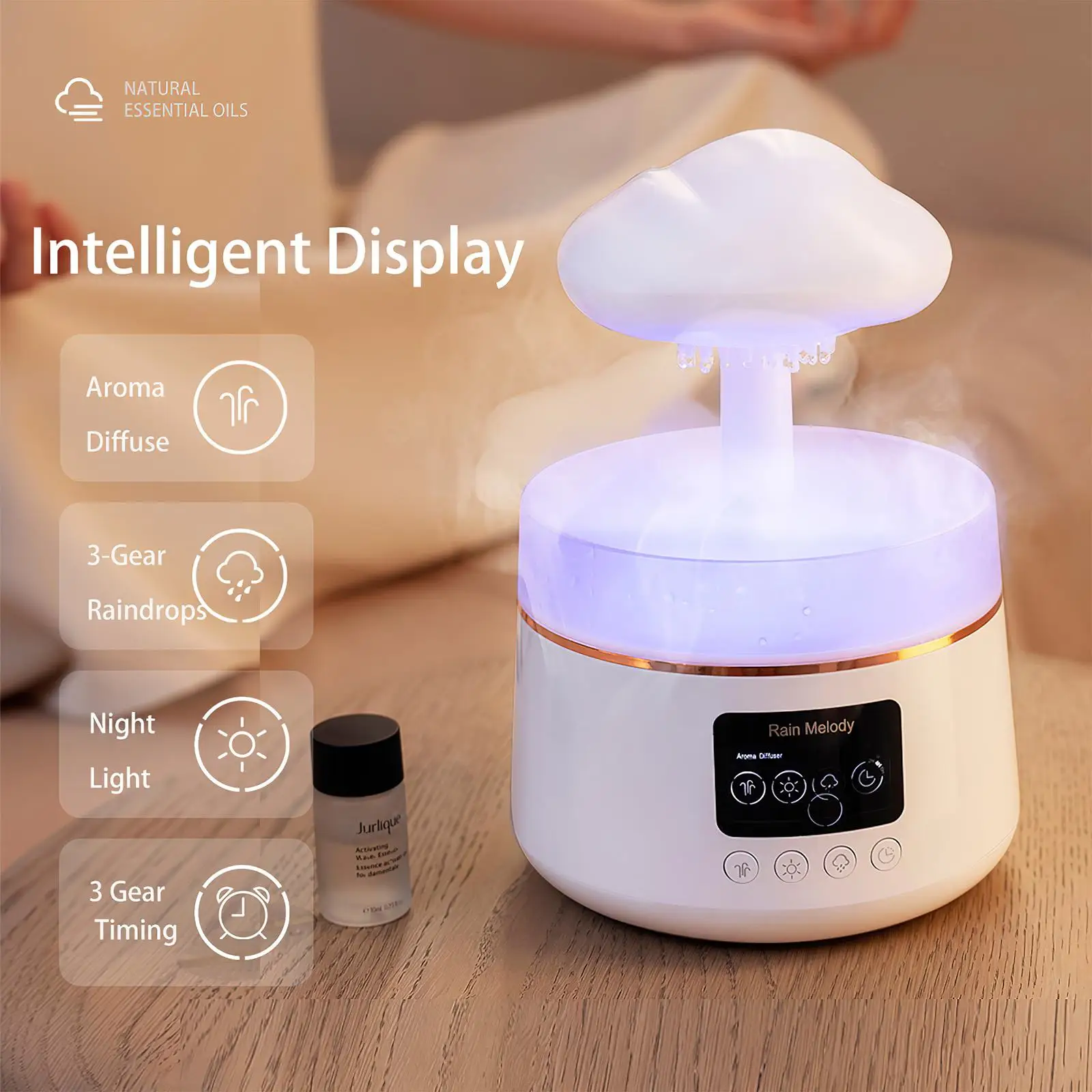 300ML-Mushroom-Rain-Cloud-Air-Humidifier-Colorful-Night-Light-Aroma ...