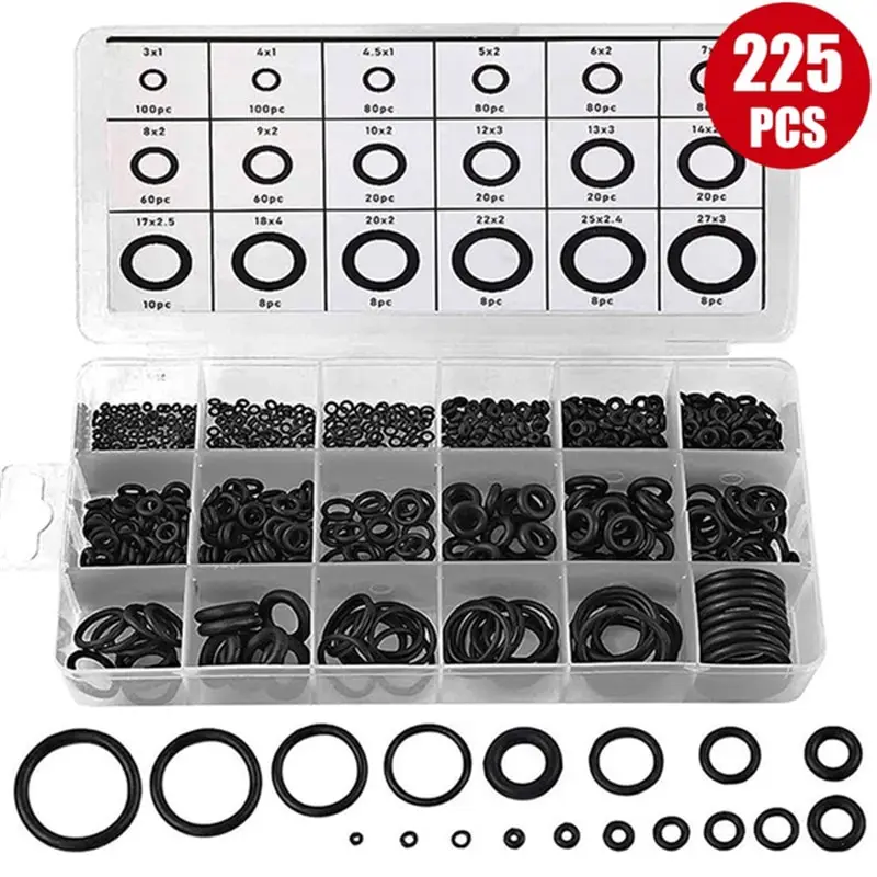 225PCS-Rubber-O-Ring-Oil-Resistance-O-Ring-Washer-Gasket-Seals ...