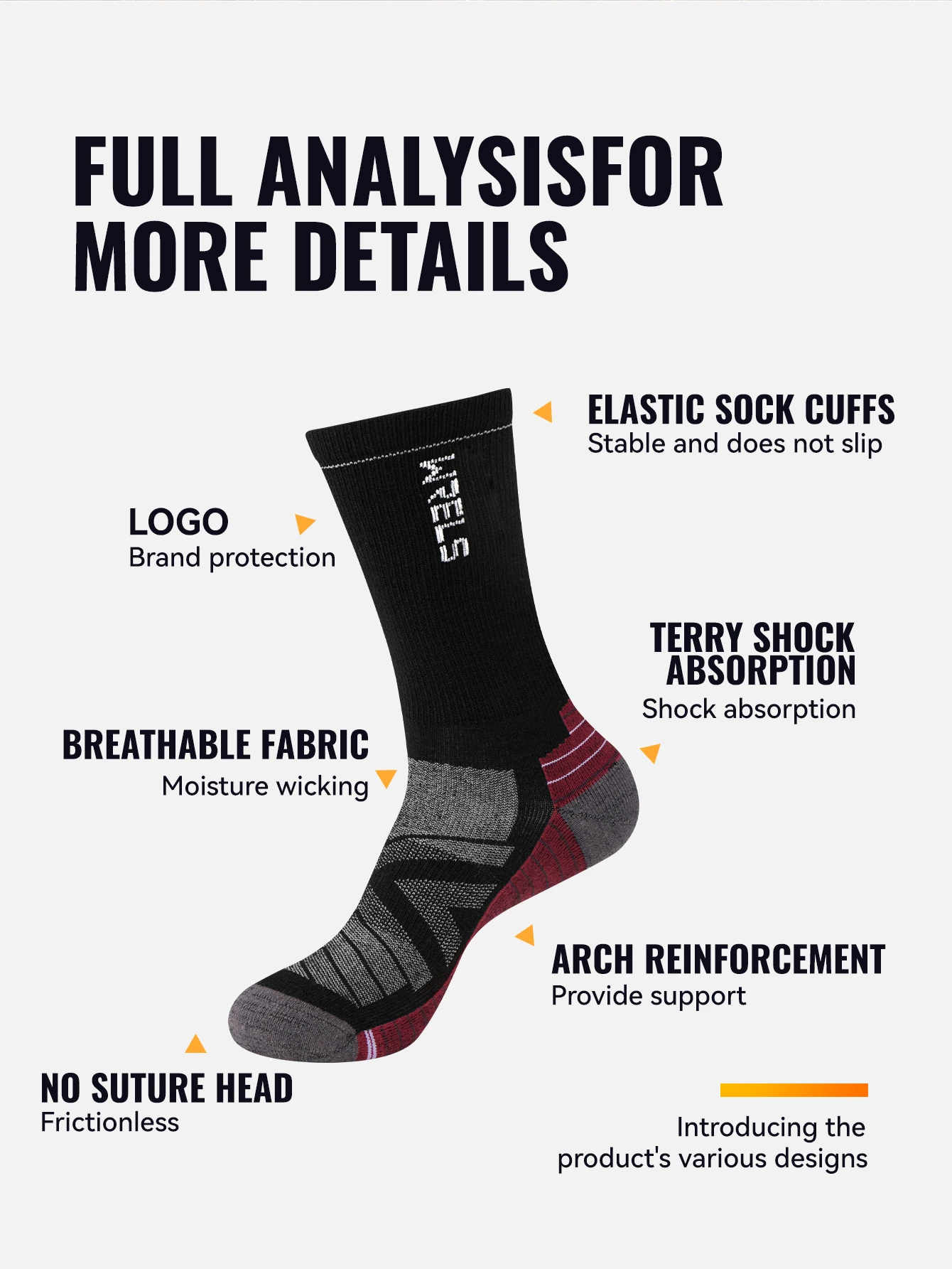 WRELS Компрессионные носки из мериносовой шерсти для бега и туризма ...