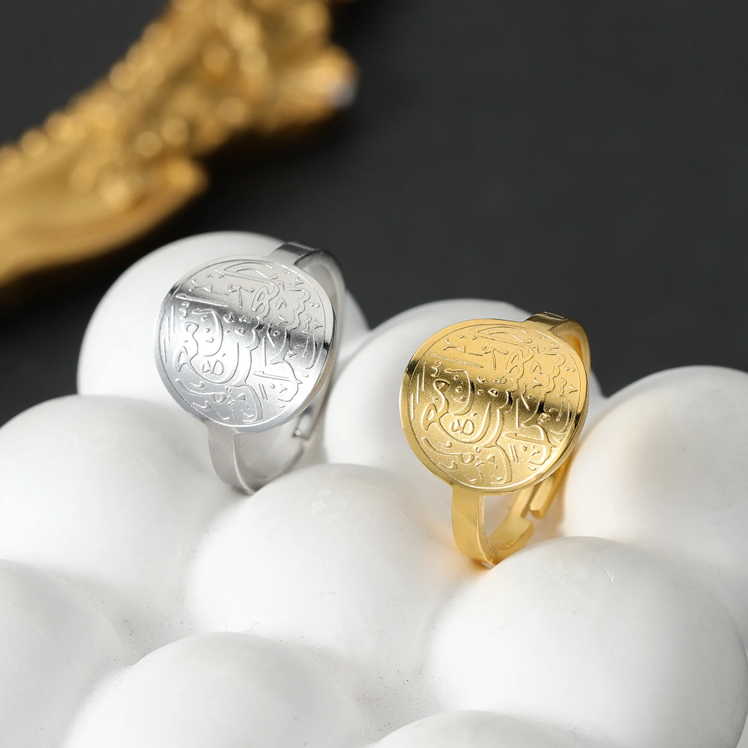 Personalized-Quran-Rings-Stainless-Steel-Muslim-Religious-Prayer-Round ...