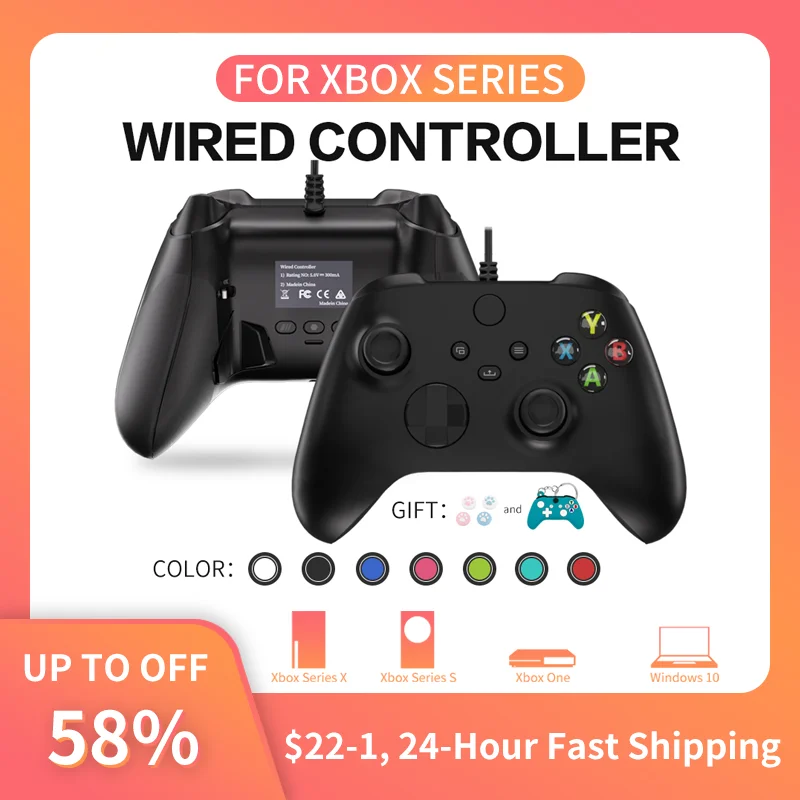 Wired Vibration Game Controller, Gamepad para Xbox One Series S e X ...