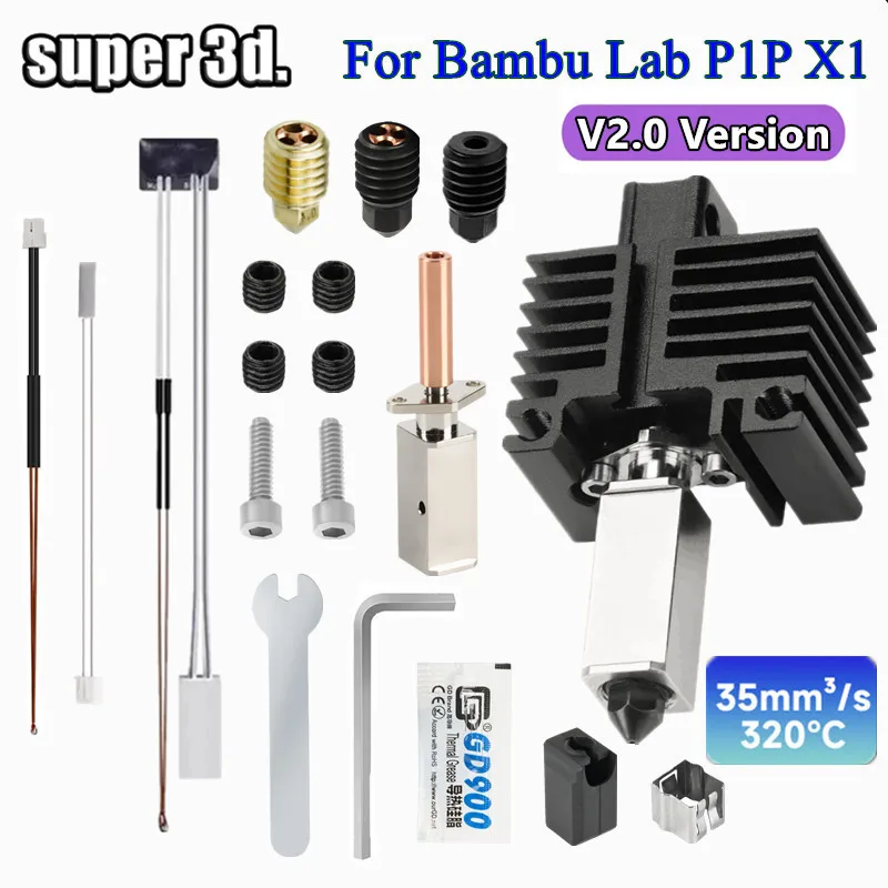 V2.0 Version Bi-Metal Hotend For Bambu Lab X1 X1C P1P CHT Nozzle ...