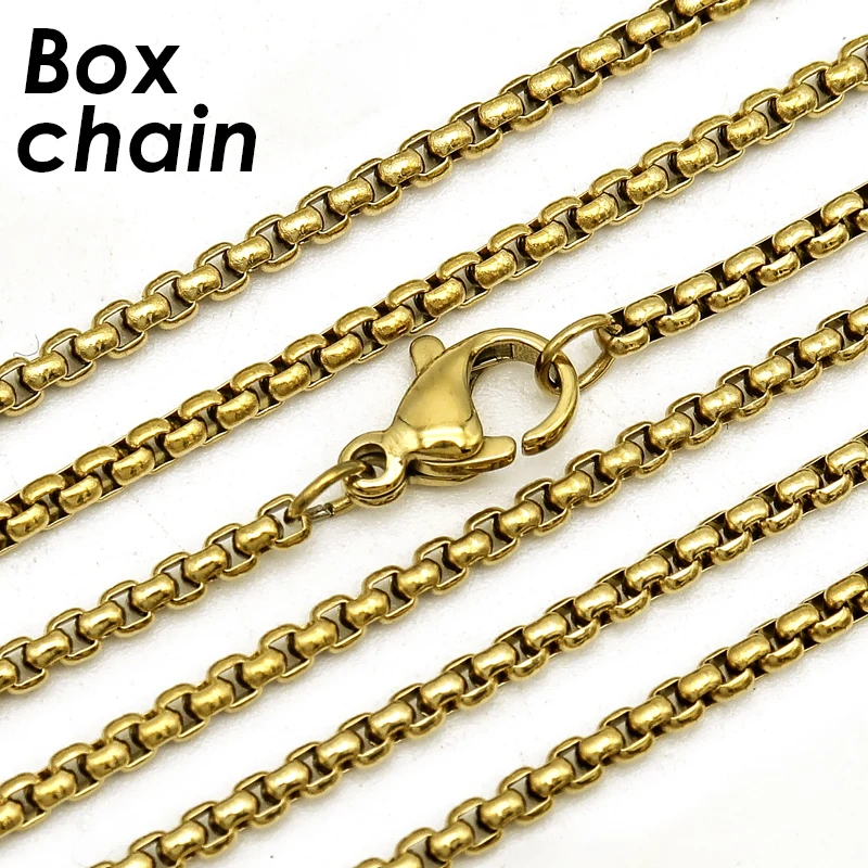 10-Pieces-Round-Box-Chain-Necklace-Gold-Color-2mm-3mm-Stainless-Steel ...