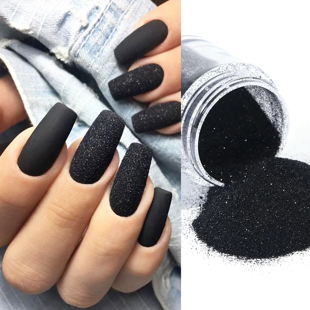 Matte Black And Silver Nails