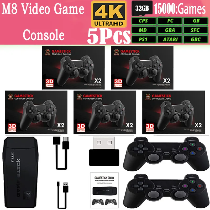 32GB Retro games Video Game Stick 2.4G Double Wireless Controller Game ...