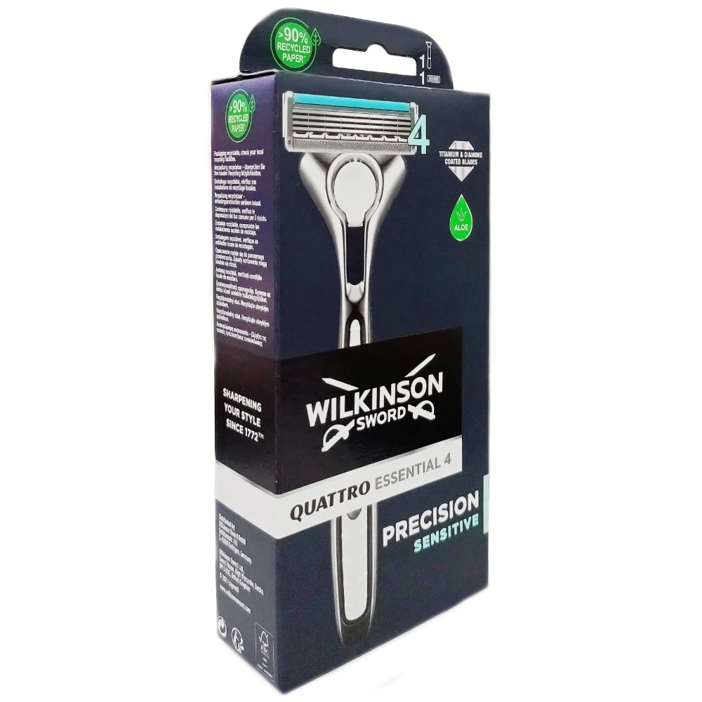 Wilkinson-Sword-Quattro-Essential-4-Precision-Sensitive-Razor-1-Handle ...
