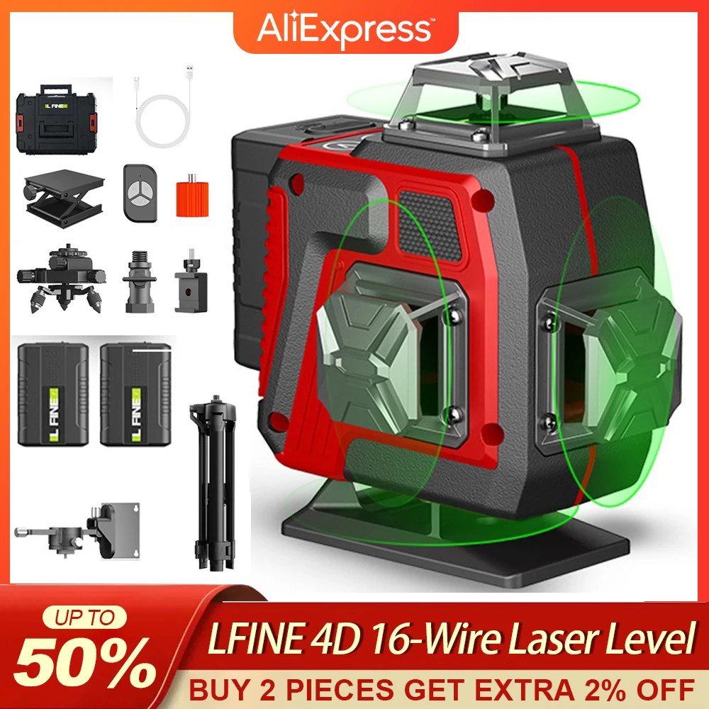 16Lines-4D-Laser-Level-Green-Line-SelfLeveling-360-Horizontal-And ...