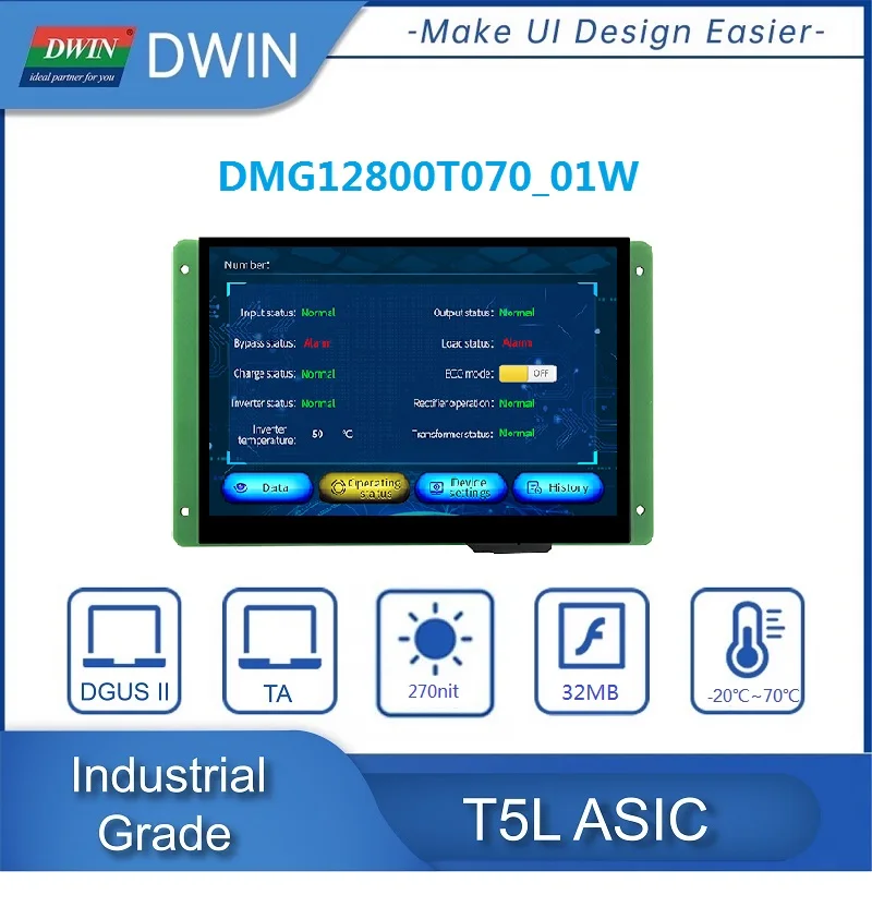 Dwin 7 Inch 1280*800 Industrial Grade Hmi Display Arduino Plc Touch Screen Ips-tft-lcd Ttl/cmos ...