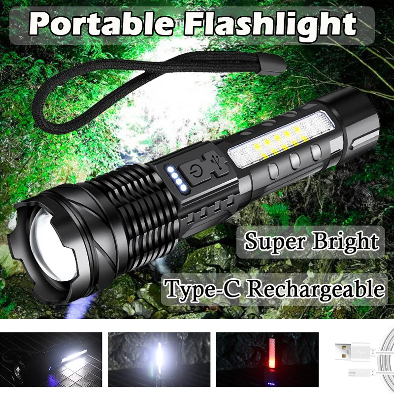 A76-Portable-Flashlight-LED-Torch-Light-Super-Bright-Rechargeable-Light ...
