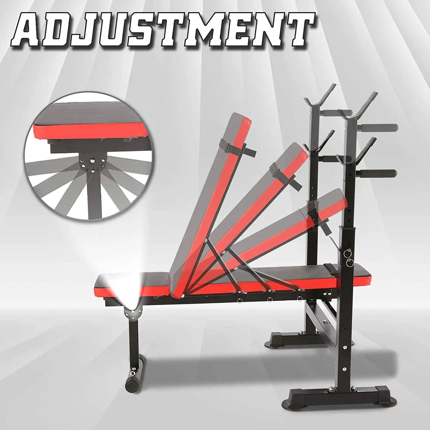 Adjustable Weight Bench with Squat Rack and Leg Developer - WELLNESS ...