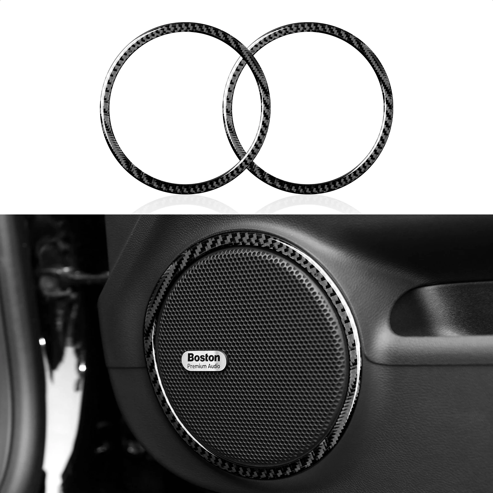 Car-Door-Audio-Speaker-Sticker-Carbon-Fiber-Interior-Trim-Cover-for ...