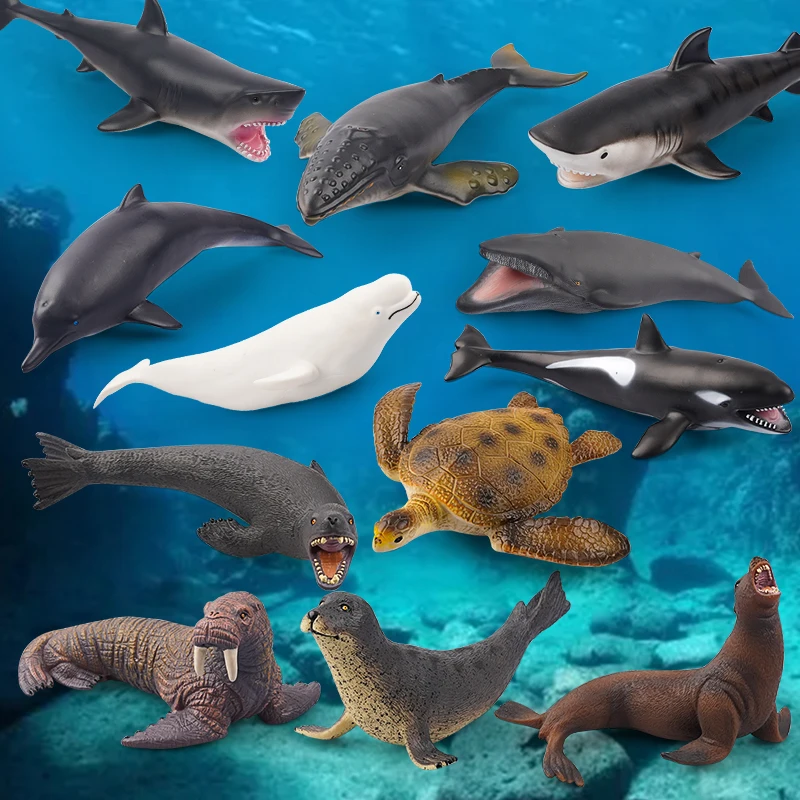 Marine Life Humpback Whale Great White Shark Turtle Beluga Model Action ...