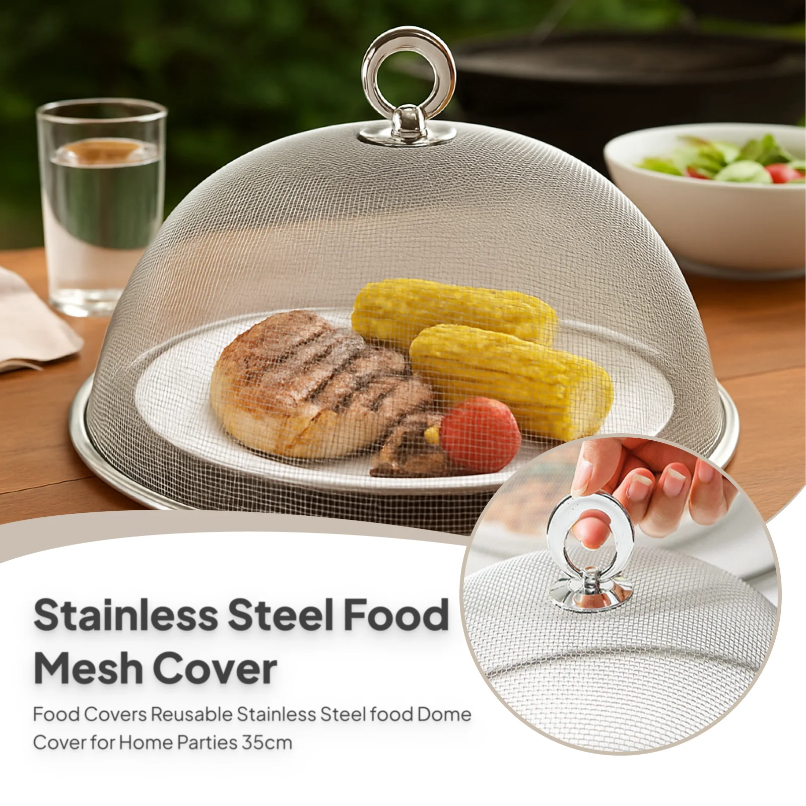 Stainless Steel Food Tent Umbrella Food Dome Fine Mesh Screen Reusable ...